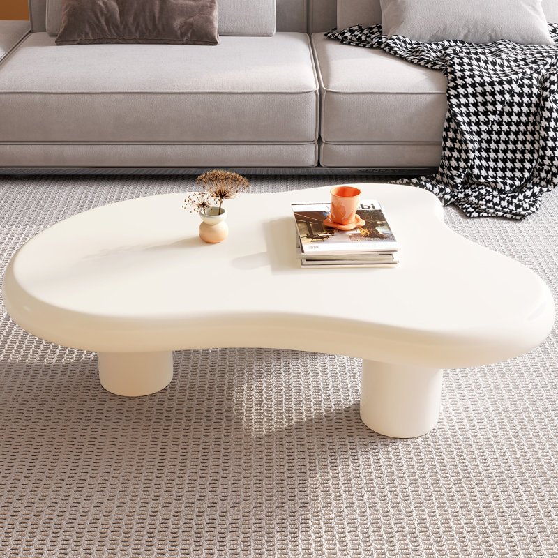 Metro Lane Guyii Irregular modern cloud white coffee table 104.2cm L x 63.5cm W | Wayfair.co.uk